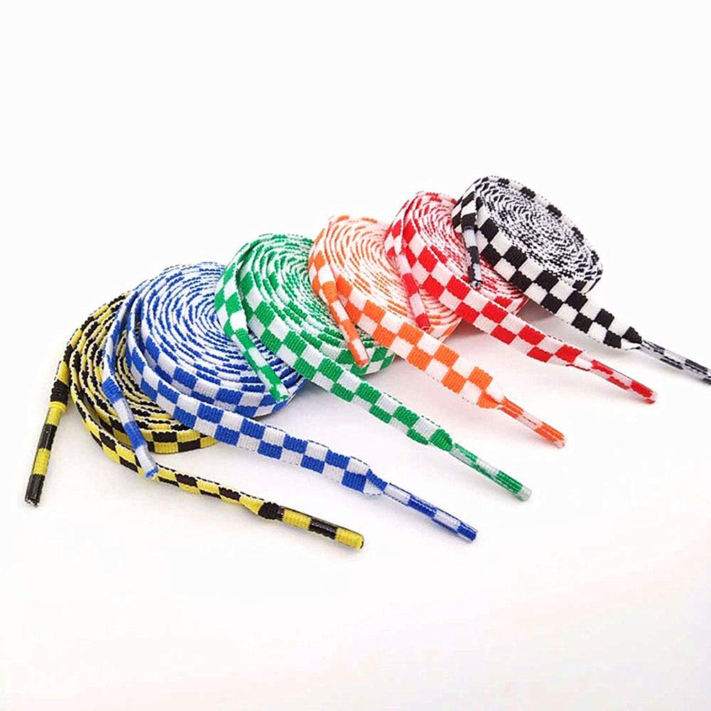 Juipniss Fashion Sneaker Shoe Laces Colors Checkered Grid Flat Printing Shoelaces (45'' colored)