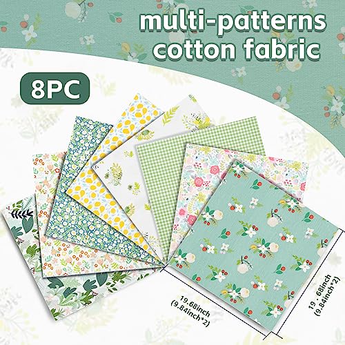 8PCS Cotton Quilting Fabric Bundles 100% Cotton Fat Quarters 20βx20β-Medium Weight- for DIY Crafts,Quilting, Sewing Project, Patchwork (Green)
