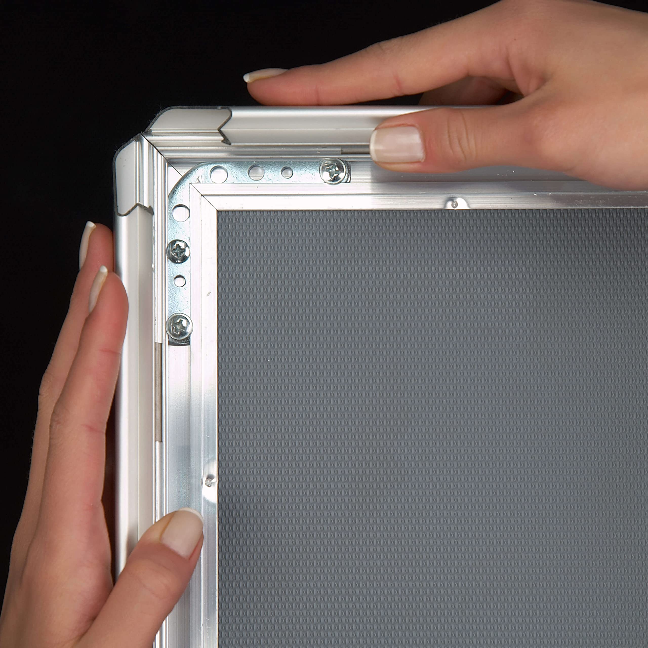 M&T Displays Snap Poster Frame Silver 1.25" Aluminum Profile Front Loading Wall Mounting Photo Picture Document Certificate Sign Holder Mitered Corner Anti Glare Cover (Silver, 40x60 in)