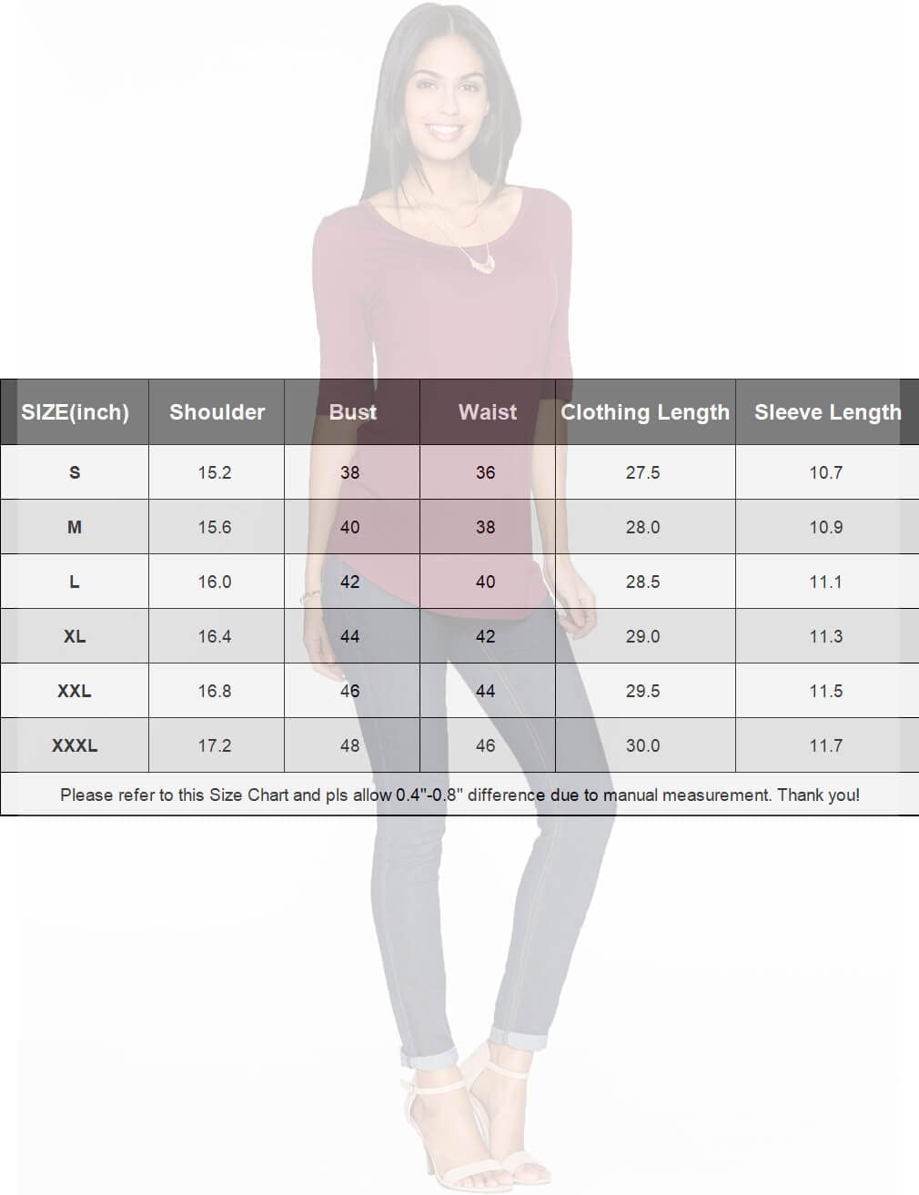 LUSMAY Womens White Cotton Tops Fashion Casual Fitted T Shirt Half Sleeve Tunic Tee