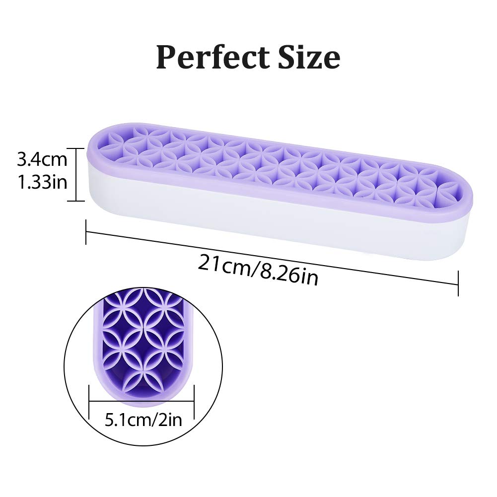 GORGECRAFT Sew Desktop Organizers Silicone Makeup Brush Holder Organizer Cosmetic Storage Box Multipurpose Make Up Brush Stand Painting Pen Holder Sewing Craft Tools for Stash and Store (Purple)