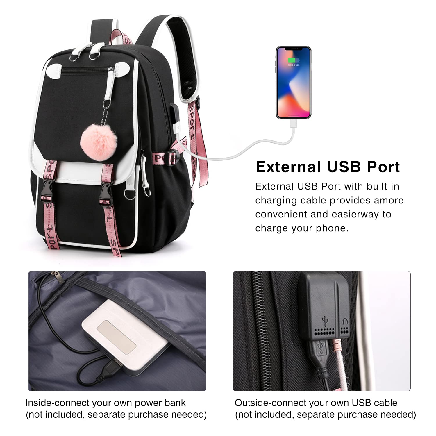 Teenage Girls' Backpack Middle School Students Bookbag Outdoor Daypack