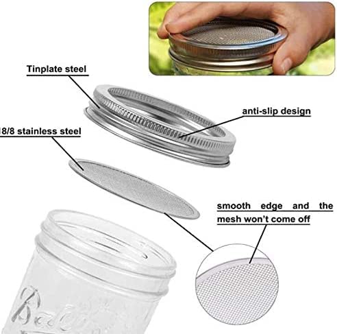 Sprouting Jar Kit, 2 Wide Mouth Mason Jars with Stainless Steel Strainer Lids Stands and Tray Germinator Set, Indoor Seed Sprouter Jar Kit for Growing Broccoli Beans