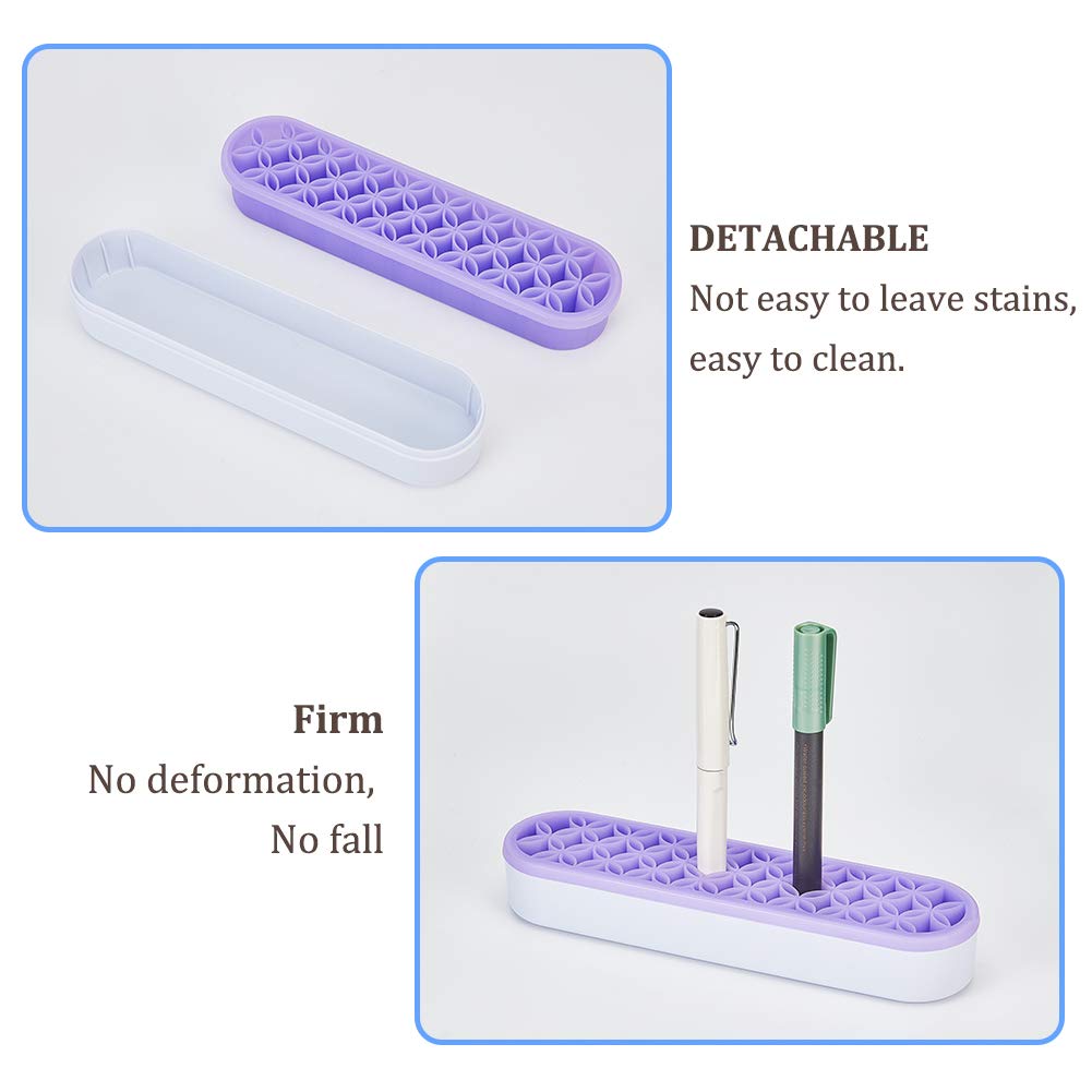 GORGECRAFT Sew Desktop Organizers Silicone Makeup Brush Holder Organizer Cosmetic Storage Box Multipurpose Make Up Brush Stand Painting Pen Holder Sewing Craft Tools for Stash and Store (Purple)