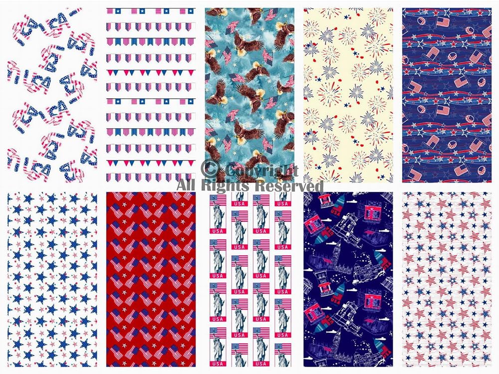 Craftido -25 Options- 100% Cotton Quilting Fabric Bundles 10pcs Fat Quarters 18”x21”-Medium Weight 5.2 oz- for Quilting, Sewing Project, Patchwork, DIY Crafts – American Style