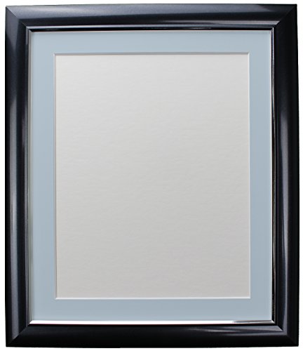 FRAMES BY POST Soda Picture Photo Frame, Plastic, Charcoal with Blue Mount, 50 x 40 cm Image Size 15 x 10 Inch