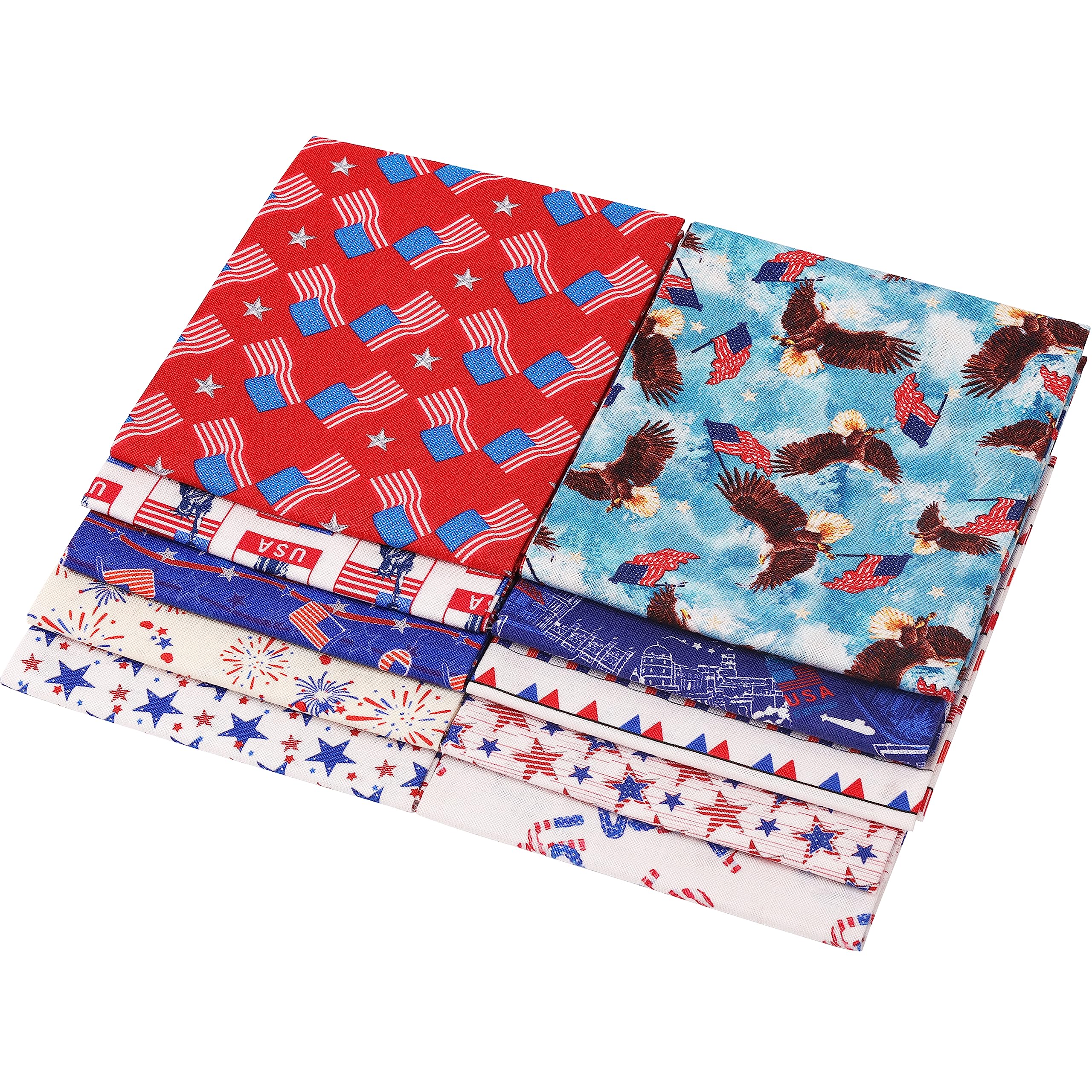 Craftido -25 Options- 100% Cotton Quilting Fabric Bundles 10pcs Fat Quarters 18”x21”-Medium Weight 5.2 oz- for Quilting, Sewing Project, Patchwork, DIY Crafts – American Style