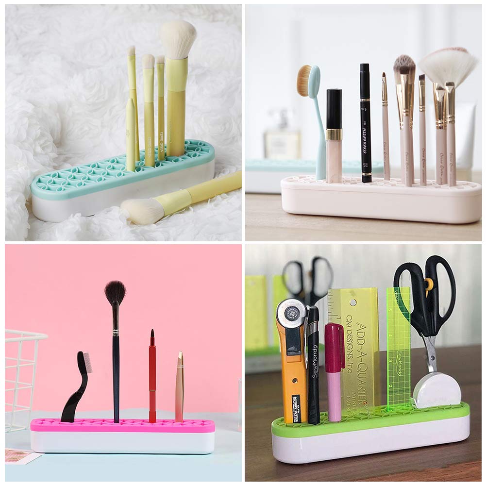 GORGECRAFT Sew Desktop Organizers Silicone Makeup Brush Holder Organizer Cosmetic Storage Box Multipurpose Make Up Brush Stand Painting Pen Holder Sewing Craft Tools for Stash and Store (Purple)