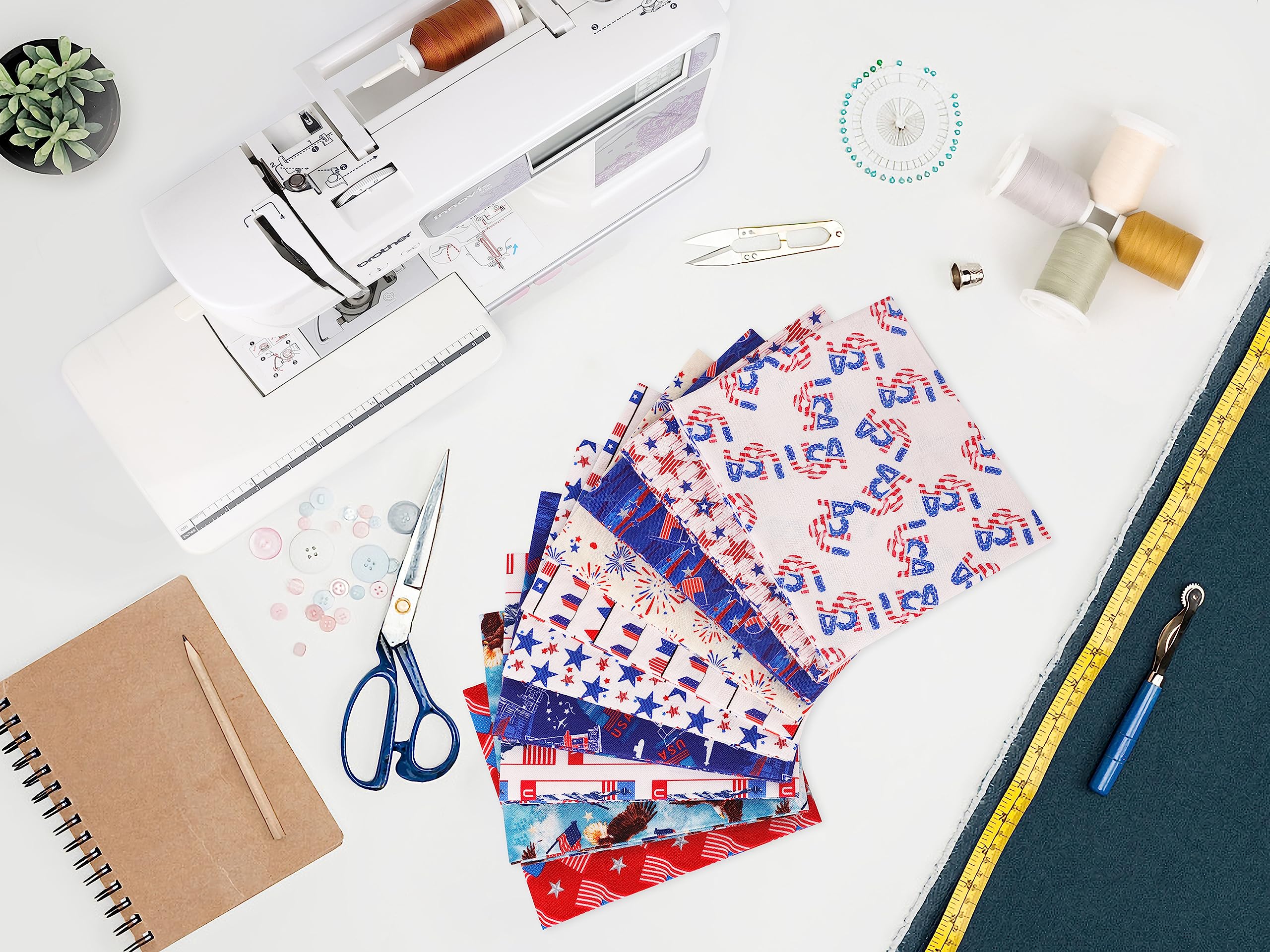 Craftido -25 Options- 100% Cotton Quilting Fabric Bundles 10pcs Fat Quarters 18”x21”-Medium Weight 5.2 oz- for Quilting, Sewing Project, Patchwork, DIY Crafts – American Style