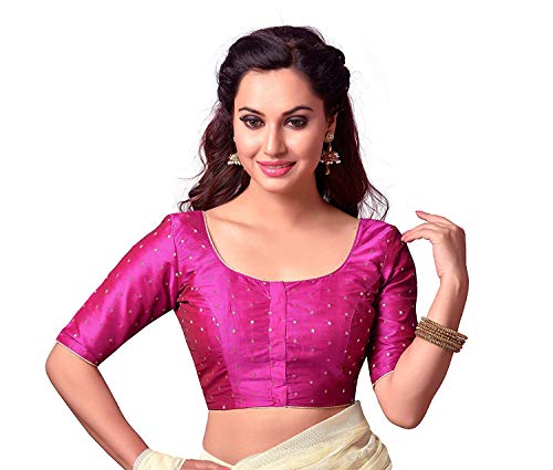 Readymade Saree Blouses Indian Choli for Women Readymade Blouse Saree Plain Padded Choli Top (as1, Numeric, Numeric_36, Regular, Regular, Pink 416)