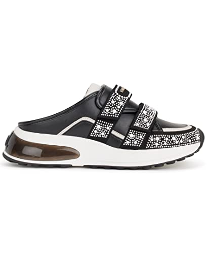 Karl Lagerfeld Paris Women's Devora Slip On Trendy Sneaker Mule, Black/White, 8.5