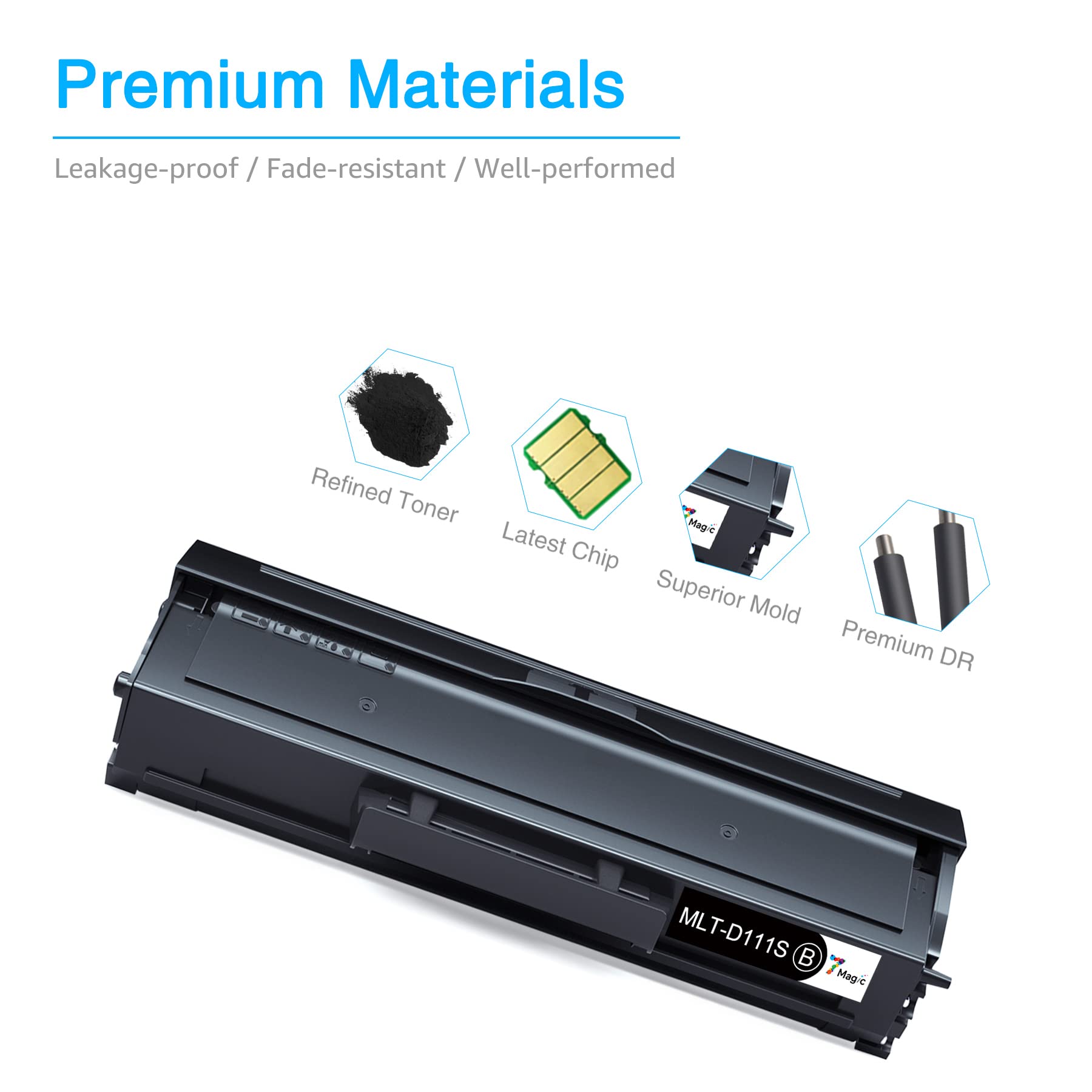 7Magic Compatible Toner Cartridge Replacement for Samsung MLT-D111S MLT-D111L 111S MLTD111S for Samsung Xpress SL-M2020W SL-M2070FW SL-M2070W M2022W M2024W M2026W Laser Printer (Black, 2-Pack)