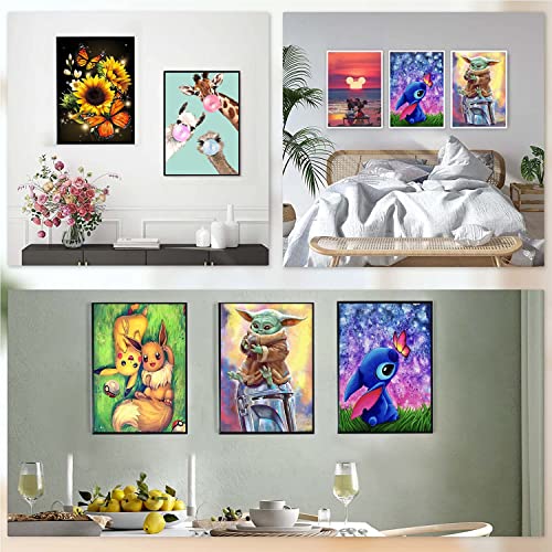 AOSGEDY 6 PACK Diamond Painting Picture Frames for 30x40cm, Diamond Art Canvas Frames 12" x 16", Self Adhesive Diamond Magnetic Art Frame, Frames for Wall Window Door Black, Inside Size 10" x 14"