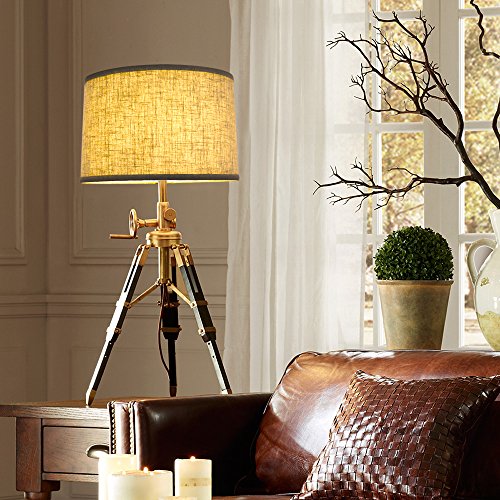 TOOTOO STAR Brown Lamp Shade Medium Drum Lampshade for Chandeliers Floor Light and Table Lamp 13x14x9 inch, Natural Linen Hand Crafted, Spider