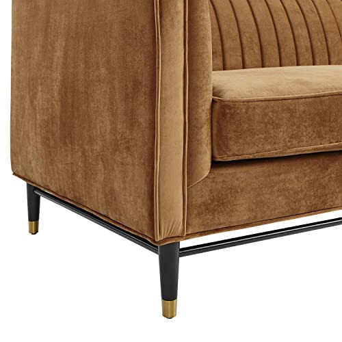 Modway Devote Channel Tufted Performance Velvet, Sofa, Cognac