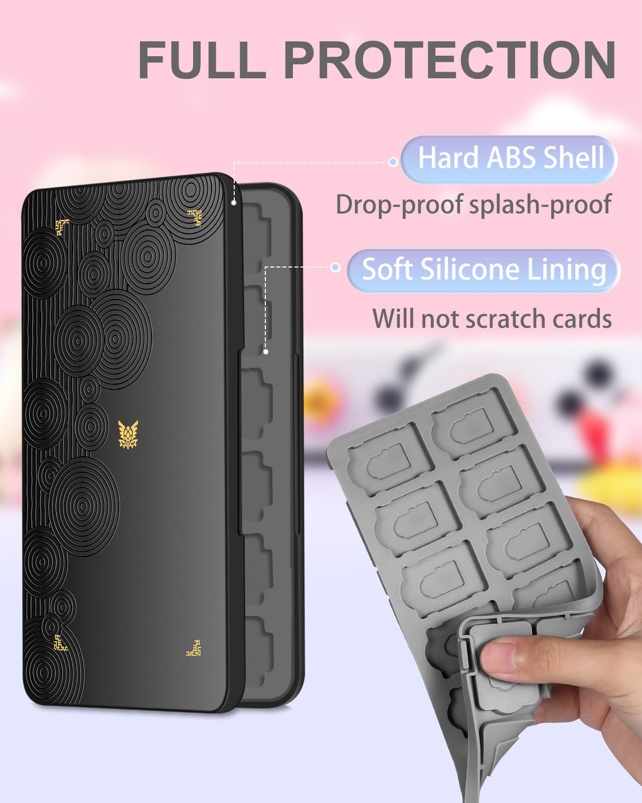 Ayochan for Nintendo Switch Game Case Black Card Cartridge Box Boys Teens Classic Game Storage with 24 Game Card Slots and 24 Micro SD Card Slots for Nintendo Switch/ Lite/ OLED Game Holder