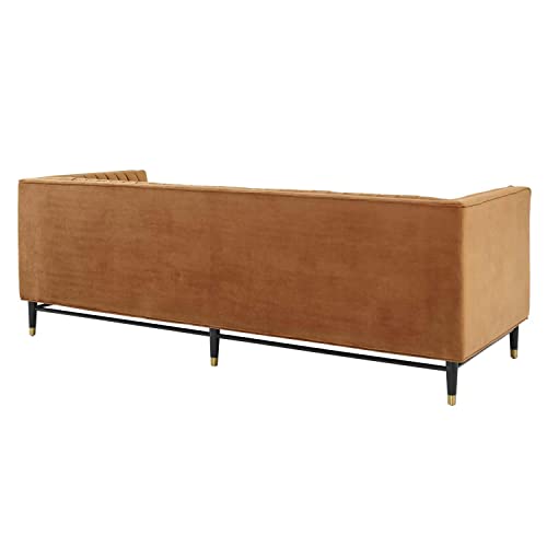 Modway Devote Channel Tufted Performance Velvet, Sofa, Cognac