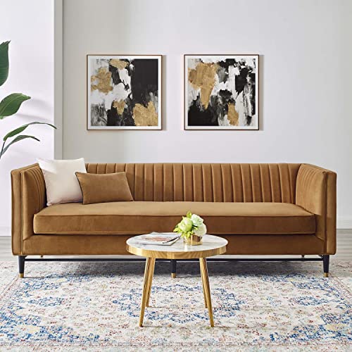 Modway Devote Channel Tufted Performance Velvet, Sofa, Cognac