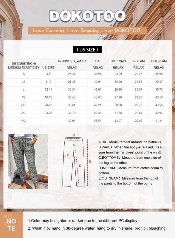 Dokotoo Womens Summer Comfy Casual Loose Breezy Leopard Drawstring Elastic Waist Loose Jogging Jogger Pants Sweatpants for Women with Pockets Large