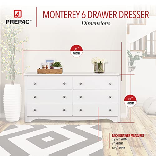 Sonoma 6 Drawer Double Dresser for Bedroom, White