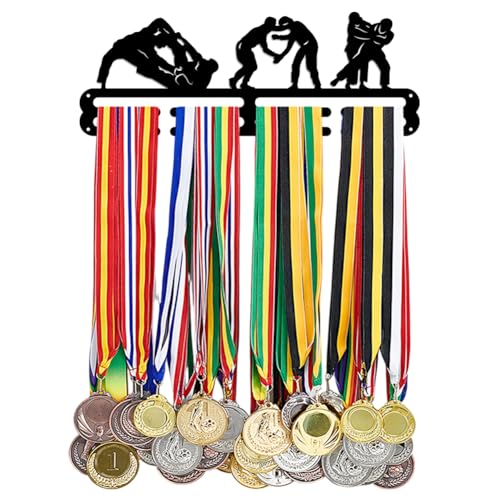PH PandaHall Brazilian Jiu-Jitsu Medal Holder Medal Hanger Award Ribbon Hanger Tiered Medal Hanger Sport Award Ribbon Cheer Rack Wall Mount Metal Frame for Over 50 Medals 15.75 Inch/40cm