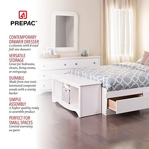 Sonoma 6 Drawer Double Dresser for Bedroom, White