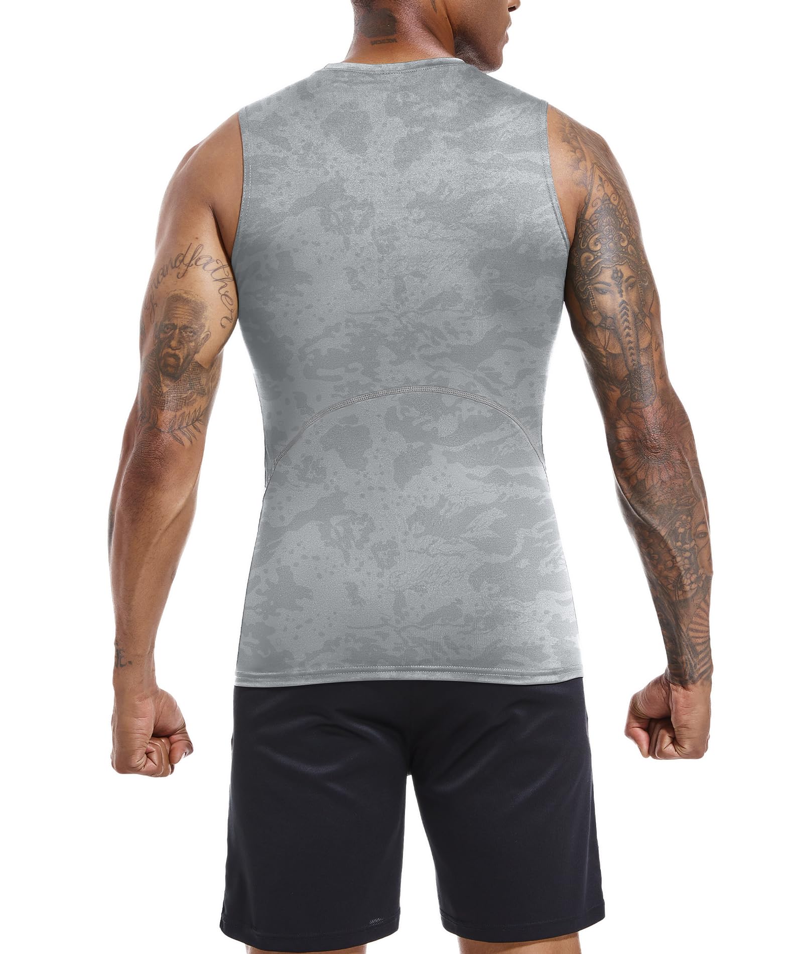 Holure Men's 5 Pack Compression Tank Tops Athletic Muscle Tee Fitness Bodybuilding Sleeveless T-Shirt Black/Camo Grey/White/Navy/Red 02 M