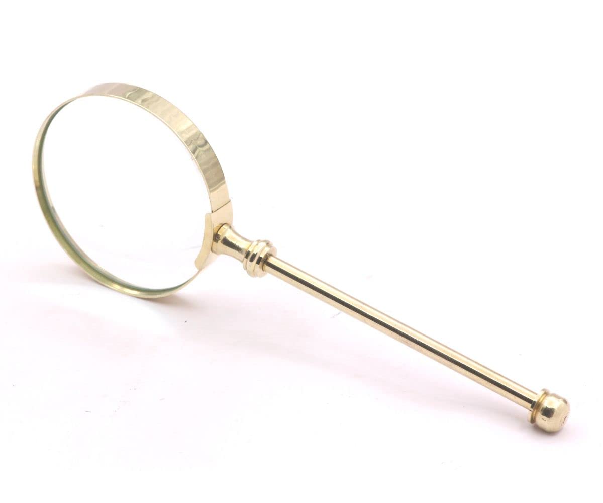 RII Magnifying Glass with Solid Brass Handle, Handheld Magnifying Glass Lens, Antique Magnifier, Reading, Inspection, Coin & Stamp, Astrologer, Low Sight Elderly Collectible DΓ©cor Gift