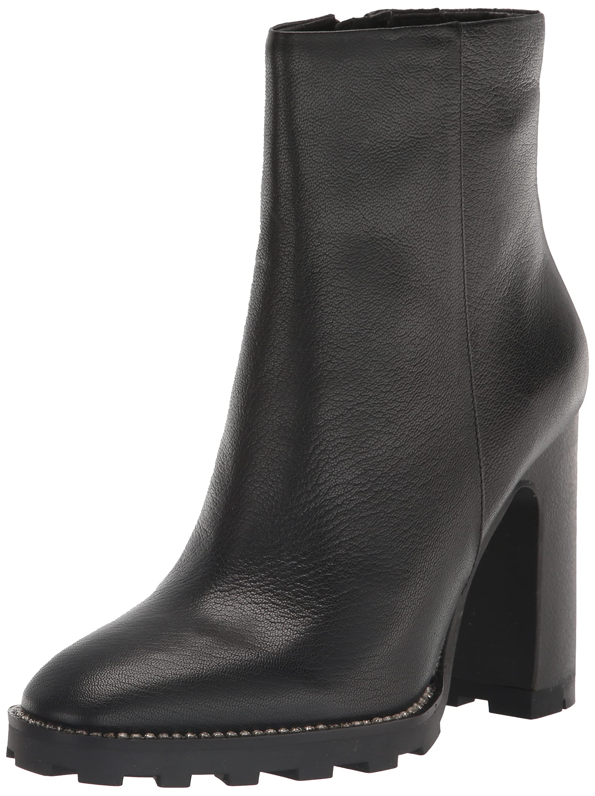 KARL LAGERFELD PARIS Women's Peppy Lug-Sole Zip-up Fashion Boot, Black, 10