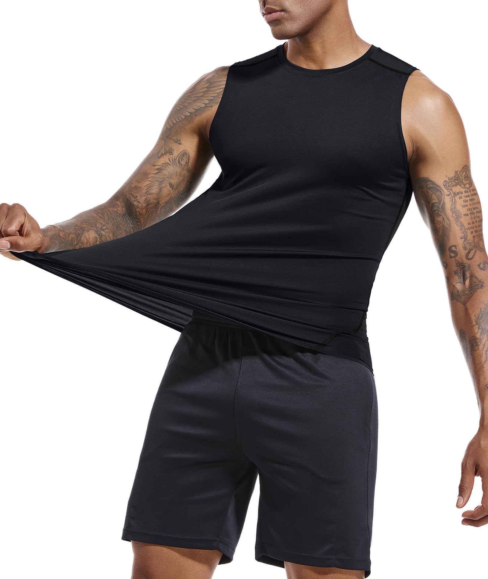 Holure Men's 5 Pack Compression Tank Tops Athletic Muscle Tee Fitness Bodybuilding Sleeveless T-Shirt Black/Camo Grey/White/Navy/Red 02 M