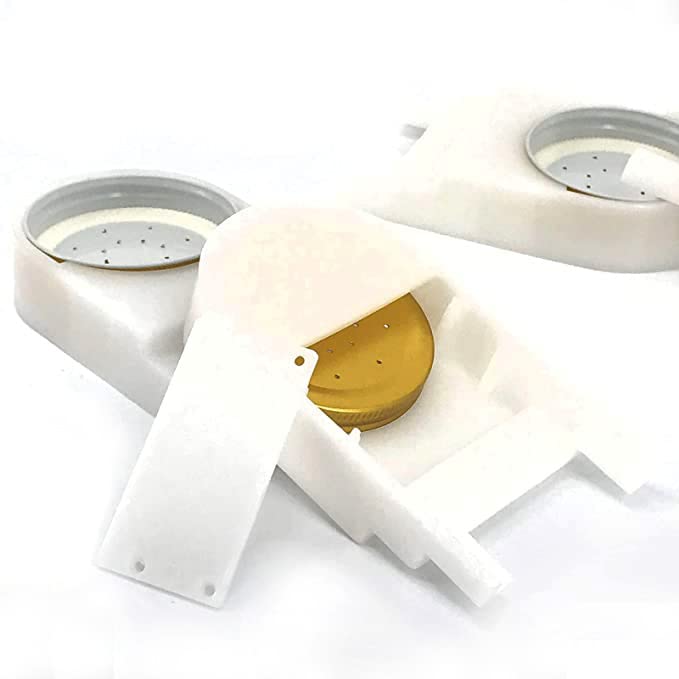 NIZEFEI 4PC Bee Hive Feeder White Beehive Entrance Feeder with Lid Bee Sugar Water Feeder of Beekeeping Supplies