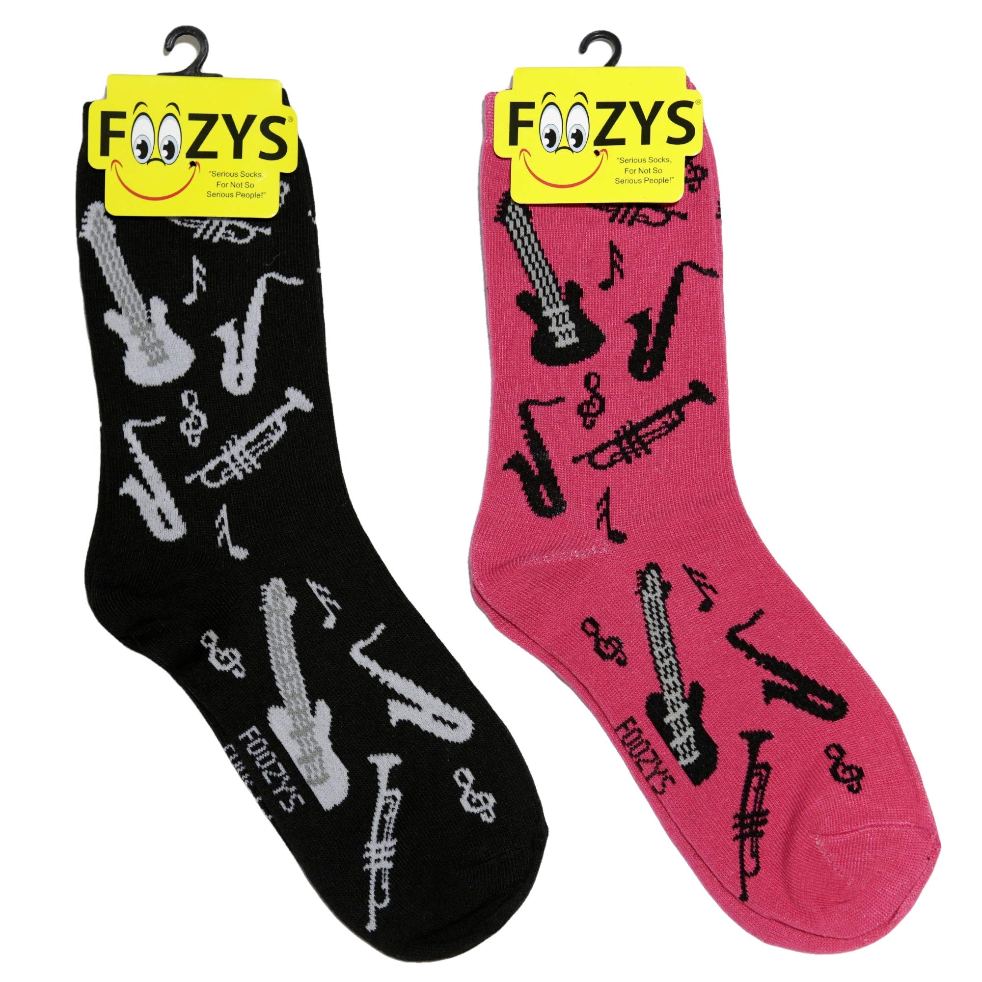 Foozys Women’s Crew Socks | Fun Instruments Musical Notes Socks | 2 Pair