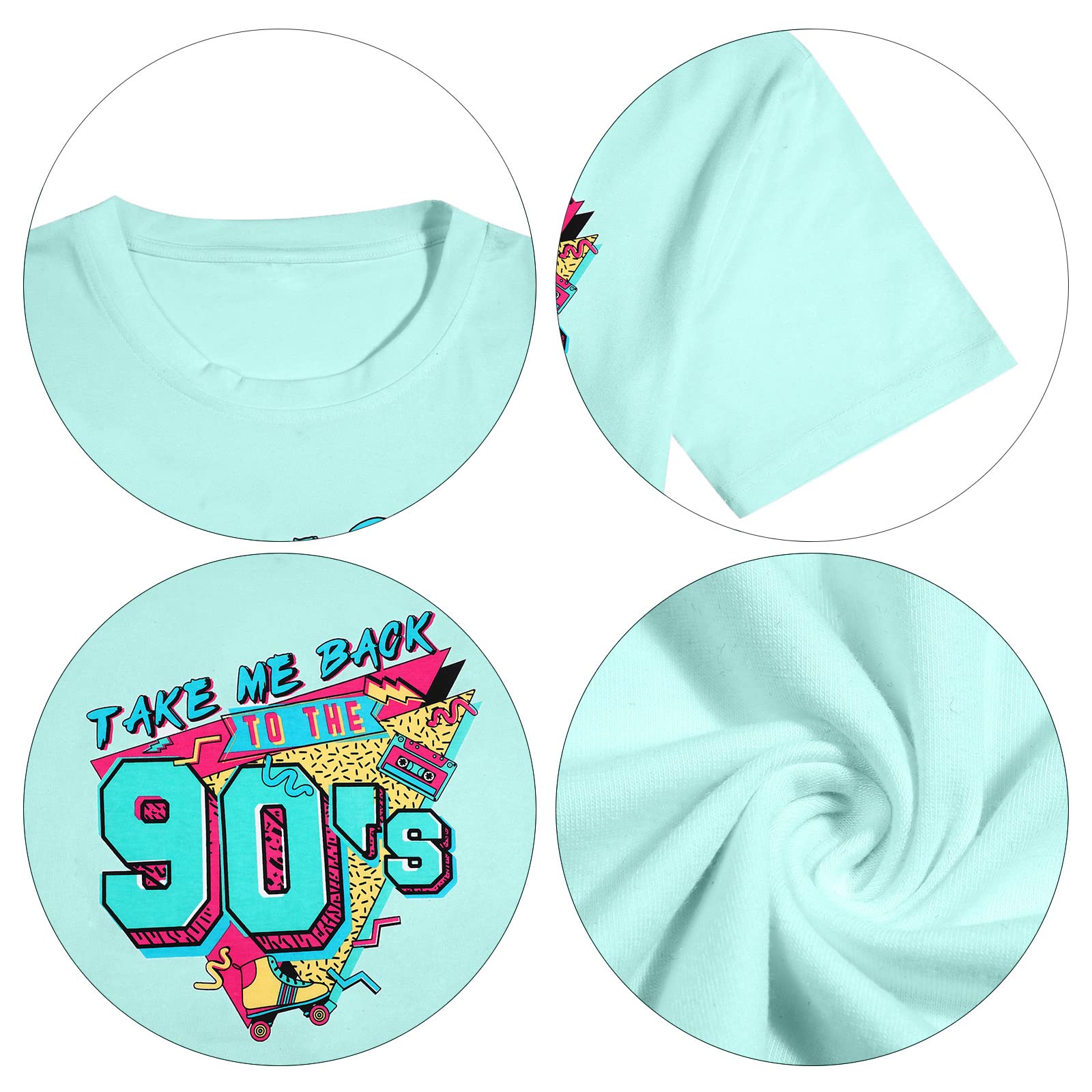 90s Outfit for Women Take Me Back to The 90's Shirt Vintage Neon Crew Neck Tops Tee for Birthday Party Gift