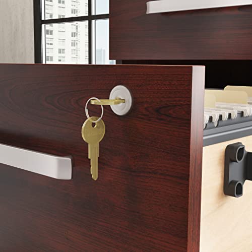 OfficeWorks by Sauder Affirm 72 X 30 Shel 2&3drwr Peds Ste, L: 71.10" x W: 29.53" x H: 29.29", Classic Cherry Finish