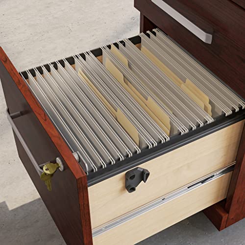 OfficeWorks by Sauder Affirm 72 X 30 Shel 2&3drwr Peds Ste, L: 71.10" x W: 29.53" x H: 29.29", Classic Cherry Finish
