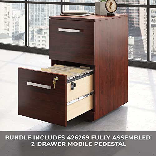 OfficeWorks by Sauder Affirm 72 X 30 Shel 2&3drwr Peds Ste, L: 71.10" x W: 29.53" x H: 29.29", Classic Cherry Finish