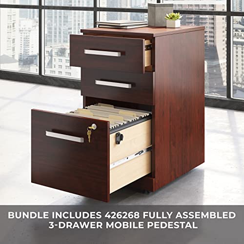 OfficeWorks by Sauder Affirm 72 X 30 Shel 2&3drwr Peds Ste, L: 71.10" x W: 29.53" x H: 29.29", Classic Cherry Finish