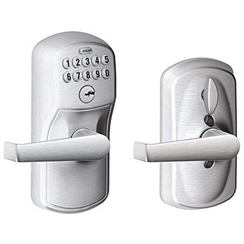 SCHLAGE Brushed Chrome FE595CS V PLY 626 ELA Plymouth Light Commercial Electronic Keypad Lock with Elan Lever(Satin Chrome)