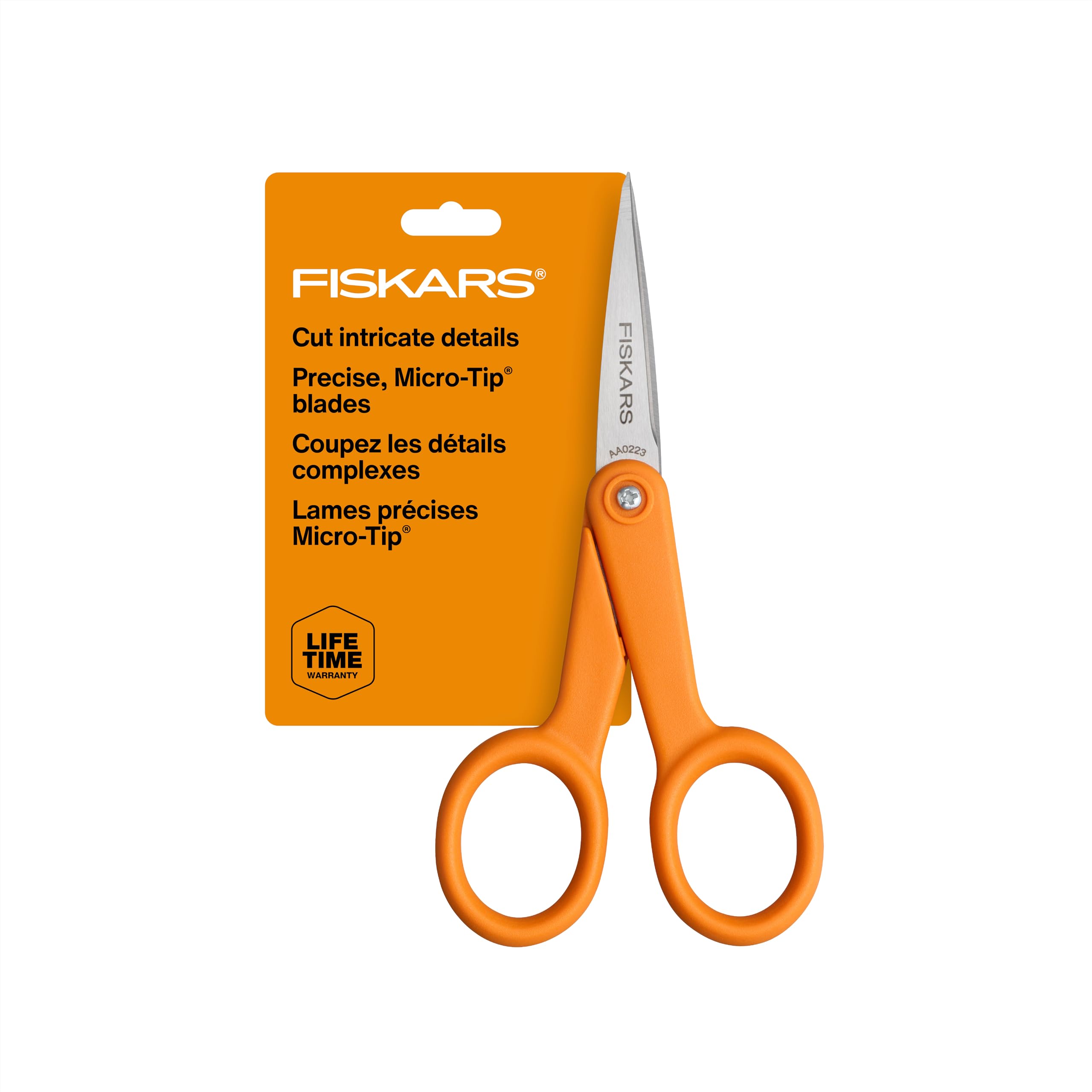 Fiskars 94817797 Micro-Tip Scissors, 5 Inch, Orange