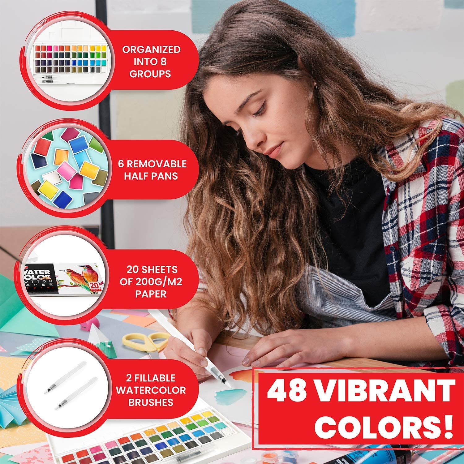 Watercolor Palettes 48 pack