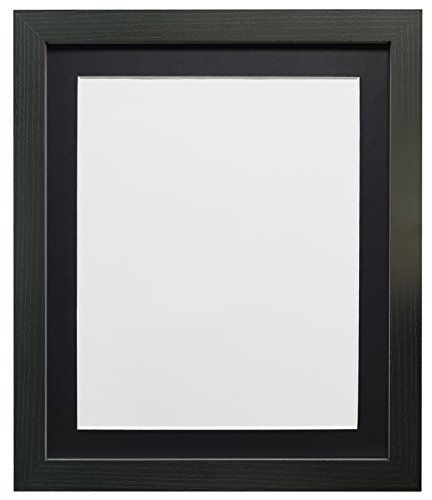 FRAMES BY POST Q7 Picture Photo and Poster Frame, Black Ash with Black Mount, 50 x 40 cm Image Size A3, Plastic Glass