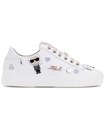 Karl Lagerfeld Paris Cate Shoes β Sneakers for Women with Iconic KLP Pins, White/Dune Pink, 10