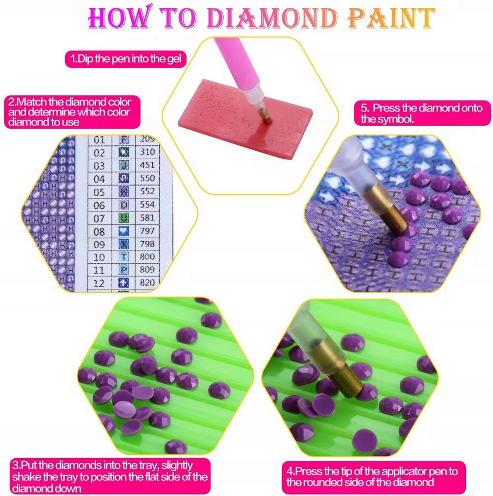 Diamond Painting Art Kit DIY Cross Stitch by Number Kit DIY Arts Craft Wall Decor, Full Drill 50x40cm/20x16'', Cute Rabbit, No Frame