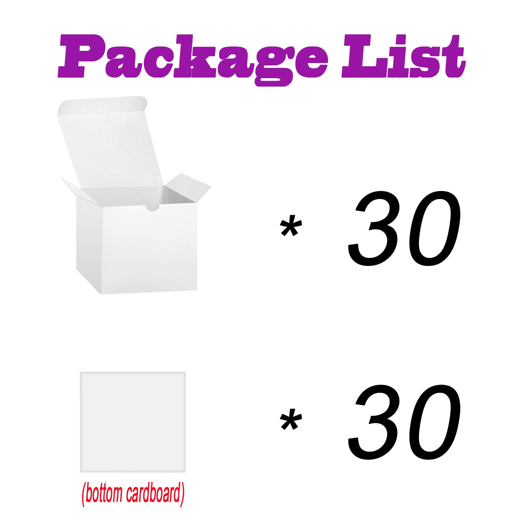 Bonfasvo Gift Boxes 30 Pack 4x4x4 inches White Fold Kraft Paper Boxes Bridesmaids Proposal Box Cupcake Boxes Easy Assemble Boxes with Lids for Wedding Birthday Party Christmas