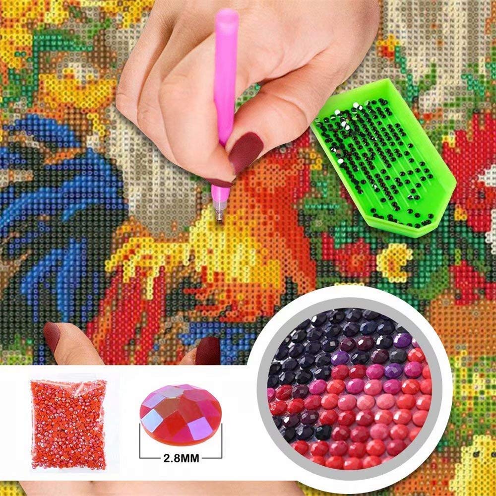 Diamond Painting Art Kit DIY Cross Stitch by Number Kit DIY Arts Craft Wall Decor, Full Drill 50x40cm/20x16'', Cute Rabbit, No Frame