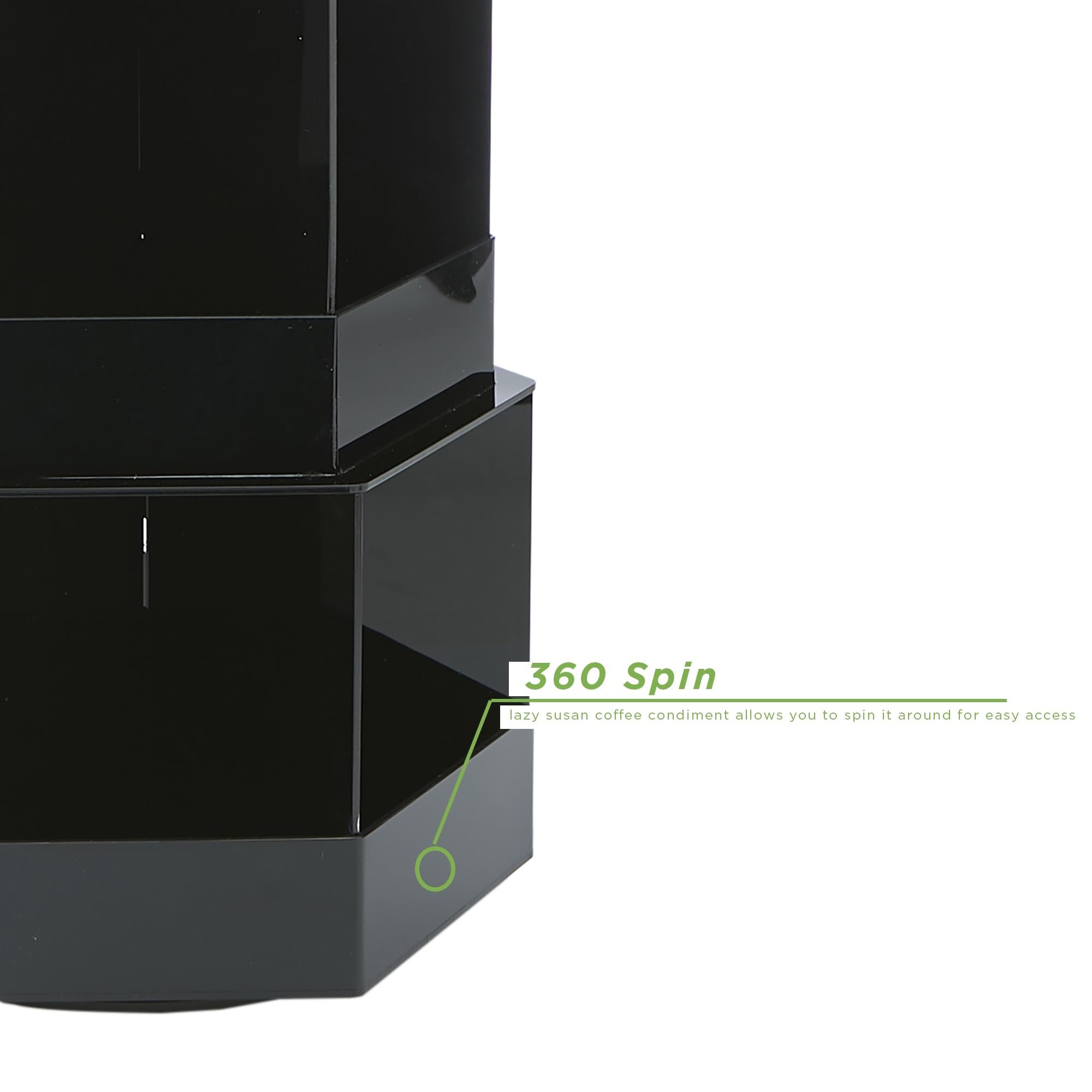Mind Reader SETT-BLK 18 Compartment 3-Tier Large Breakroom, Lazy Susan Coffee Condiment Organizer, Black, One Size