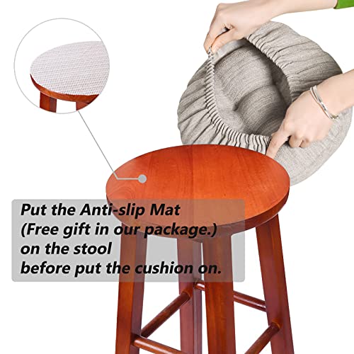baibu Set of 2 Stool Covers Round, Super Soft Round Bar Stool Cushion Covers Seat Cushion - 2 Cushions Only (Beige, 14" (35 cm))