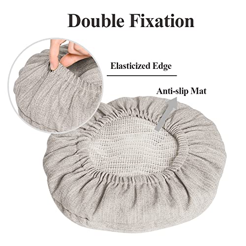 baibu Set of 2 Stool Covers Round, Super Soft Round Bar Stool Cushion Covers Seat Cushion - 2 Cushions Only (Beige, 14" (35 cm))
