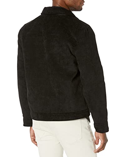 Karl Lagerfeld Paris Men's Faux Shearling Trucker Jacket, Sherpa Lined Black, Large