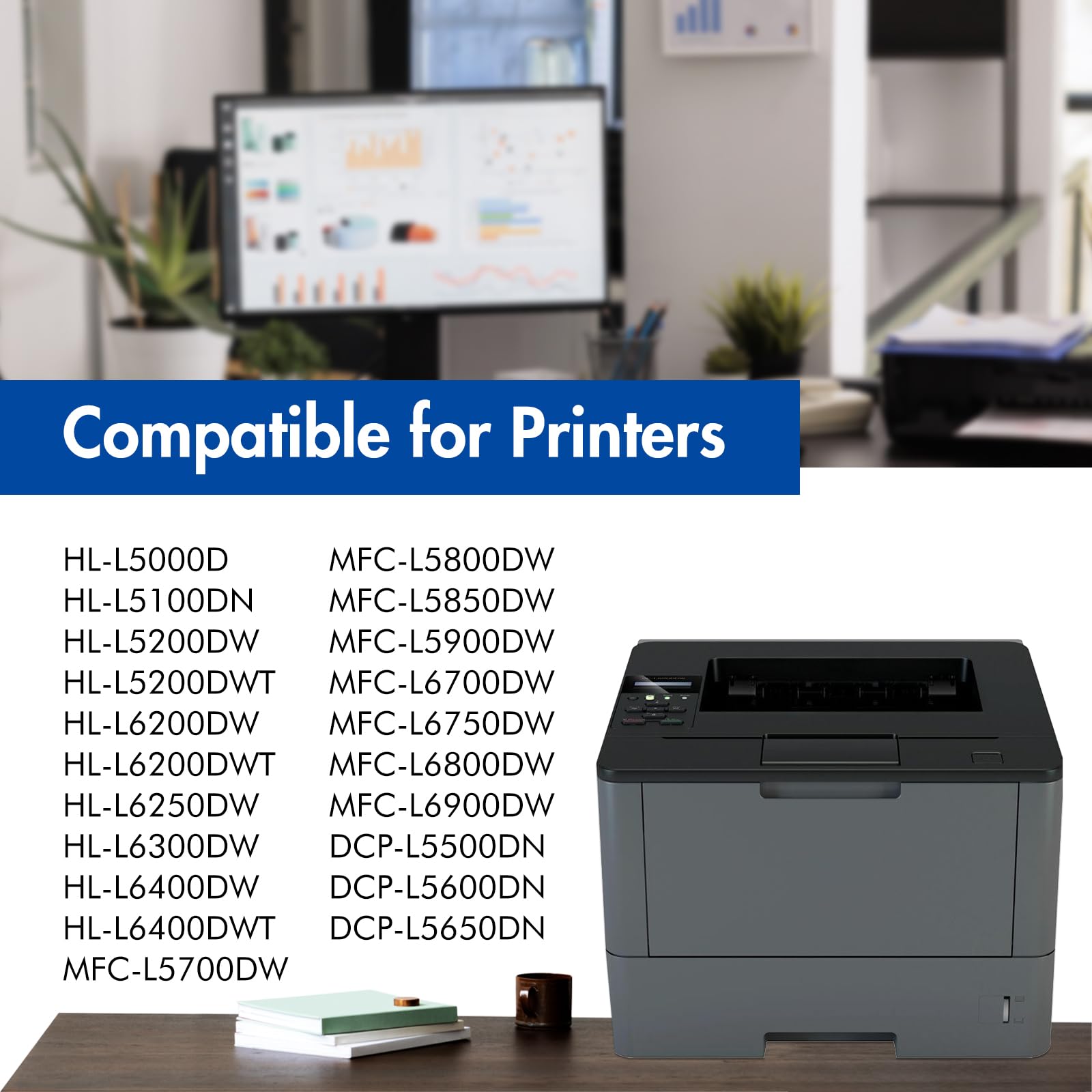 TN850 TN-850 Toner Cartridge 2-Pack: Compatible Toner Cartridge Replacement for Brother TN 850 TN820 High Yield Black for HL-L6200DW MFC L5850DW L5900DW MFC-L5900DW HL-L5100DN MFC-L5850DW Printer